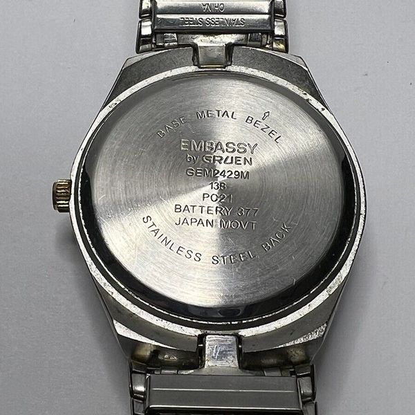 Vintage Embassy By Gruen Watch Diamond Quartz, Menâ s, New Battery ...