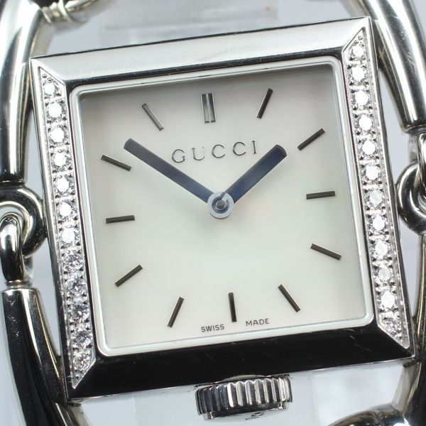 [Exc+5] Gucci Signoria 116.3 Diamond White Shell QZ Women's From JAPAN ...