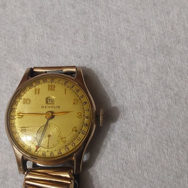 Vintage 1950â s Manâ s BENRUS Date Pointer 10K Gold filled ...