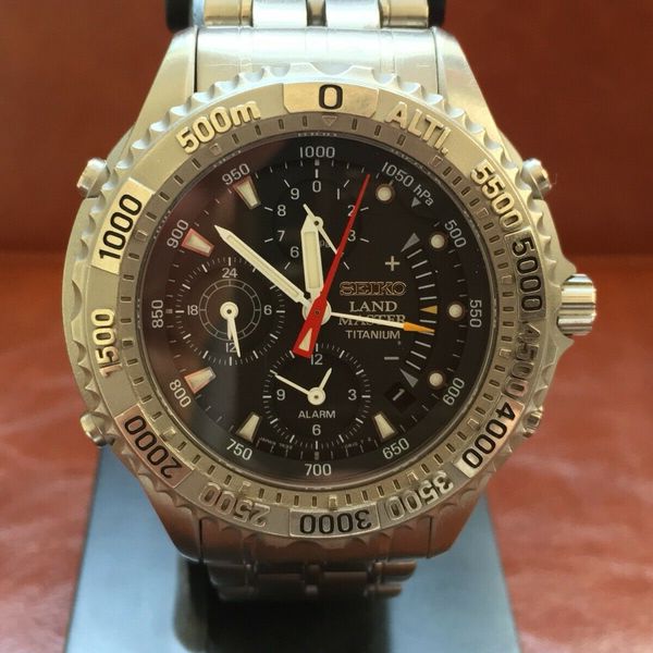 SEIKO Landmaster Summiter Titanium Barometer Altimeter Watch Great Used ...
