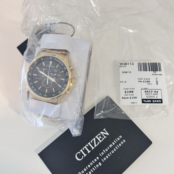 Citizen AT2372-50E Gold Tone Eco-Drive Chronograph Bracelet Watch ...