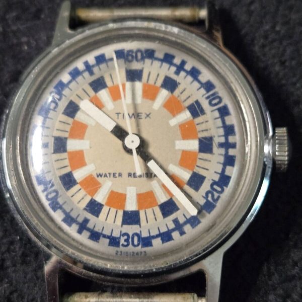 Vintage 1973 Timex Sprite Watch â Rare "Roulette" Dial â Manual Wind ...