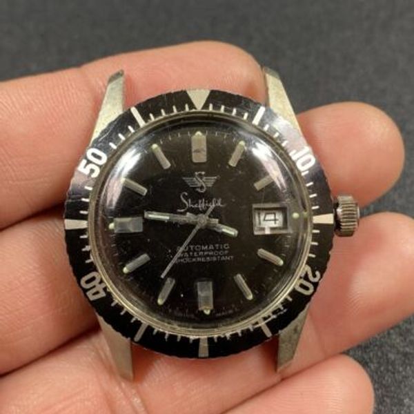 Sheffield Automatic Black Dial & Bezel Swiss Diver Stainless Steel 36mm ...