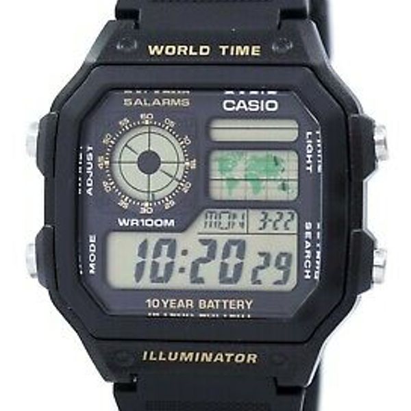 Casio Youth Series Digital World Time AE-1200WH-1BVDF AE-1200WH-1BV Men's Watch | WatchCharts ...