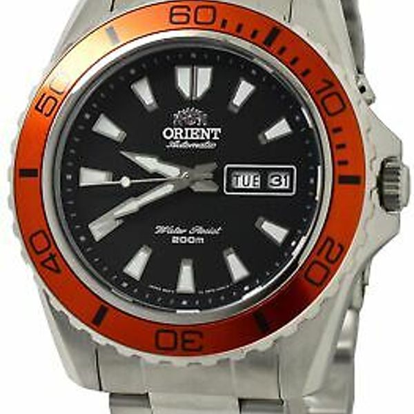 Orient Mako XL FEM75004B9 Orange Bezel Stainless Steel Men's Watch ...