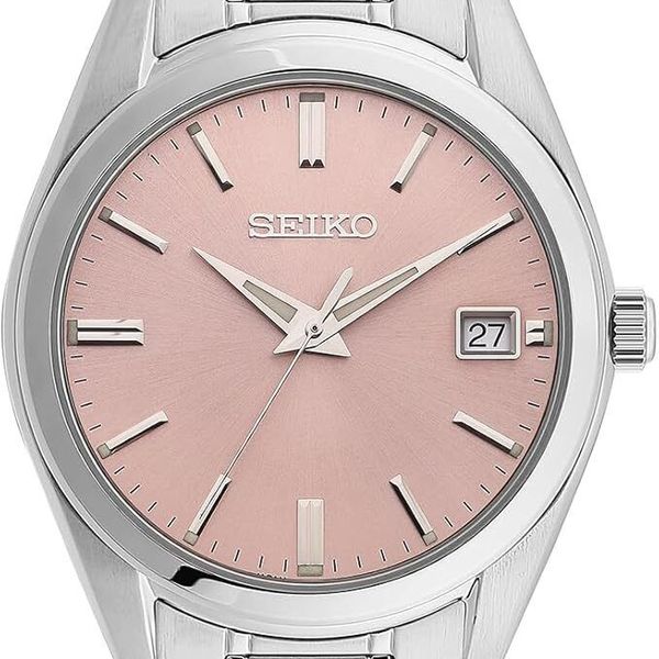 Seiko SUR523P1 Sapphire Analogue Pink Dial Quartz Stainless Steel Watch ...