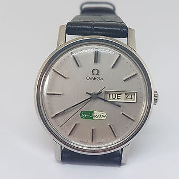 RARE VINTAGE OMEGA SILVER DIAL ARAB LOGO DAYDATE AUTO MAN'S WATCH ...