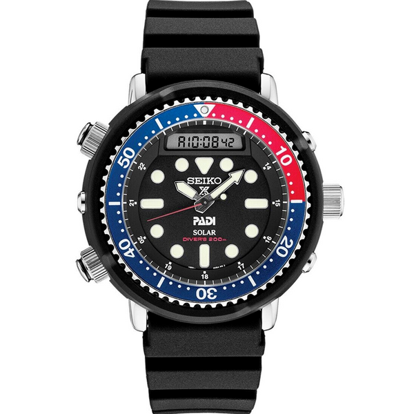 New Seiko Prospex Padi Solar Diver's Ana-Digi Black Dial Men's Watch ...