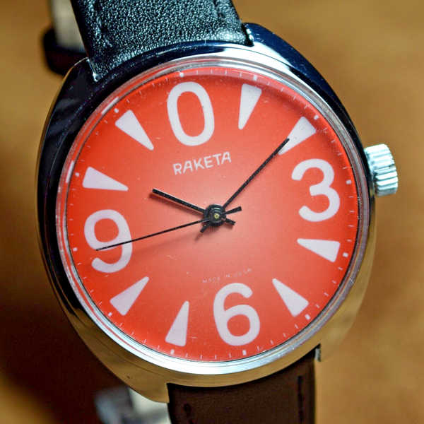 Soviet Watch RAKETA BIG ZERO Vintage Mechanical Men's Wristwatch Red ...