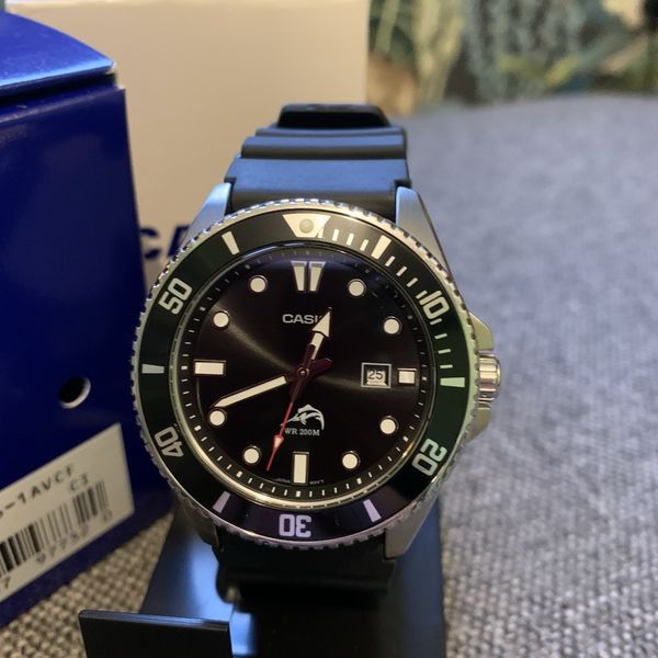Casio MDV-106-1AVCF Duro Marlin Quartz Diver Watch with Black Dial ...