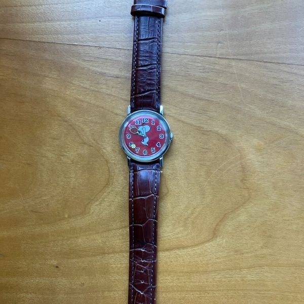 Vintage Timex Snoopy Tennis Red Dial Mechanical watch - Working ...