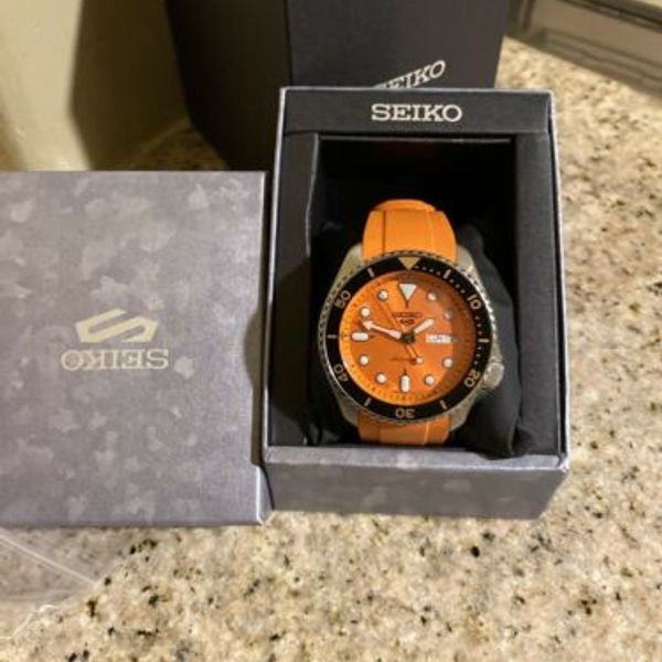 Seiko 5 Sports 24-Jewel Automatic Watch - Orange | WatchCharts Marketplace