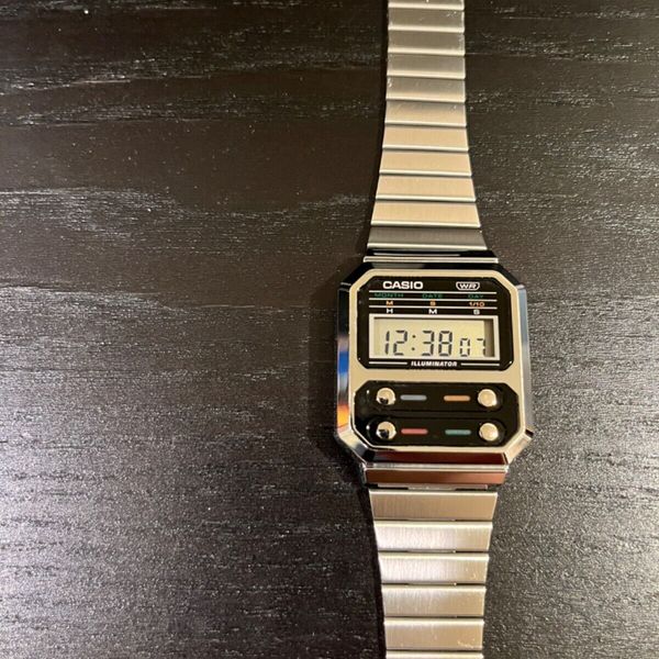 Casio A100WE-1AVT "Alien" Watch | Vintage Stainless Steel Silver ...