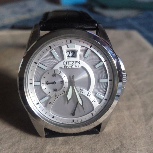 Citizen Eco-Drive BR0120-07A Retrograde GMT Silver Dial Dress Watch ...