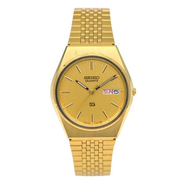 VINTAGE SEIKO 8123-7249 SQ QUARTZ DAY DATE WRISTWATCH GOLD DIAL GOLD TONE AS IS | WatchCharts ...