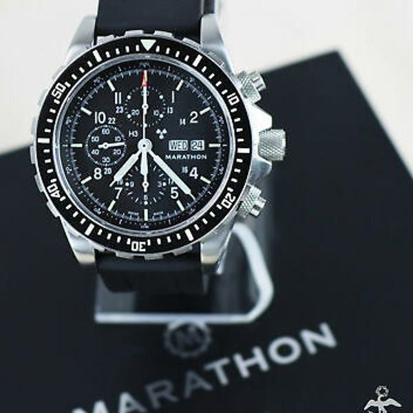 MARATHON Jumbo Diver/ Pilot Automatic Chronograph Watch w/Box & Manual ...