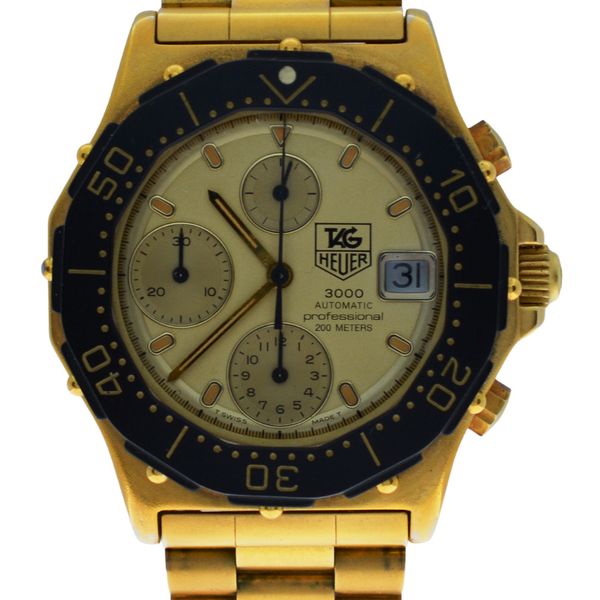 RARE Tag Heuer Gold Tone 3000 Series 38mm Automatic Chronograph Watch ...
