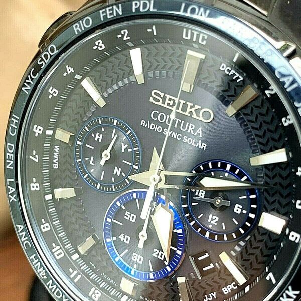 Seiko Men's Watch SSG021 Coutura Solar Radio Controlled Black Stainless Steel | WatchCharts ...