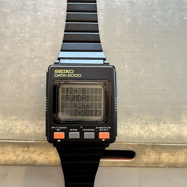 Vintage SEIKO DATA 2000 Watch Computer uw01-0029 R0 Box Manual Warranty ...