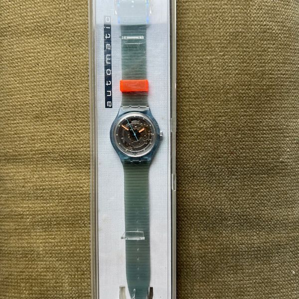 NOS Vintage Swatch Blue Matic Automatic Wristwatch SAB 100 with ETA ...