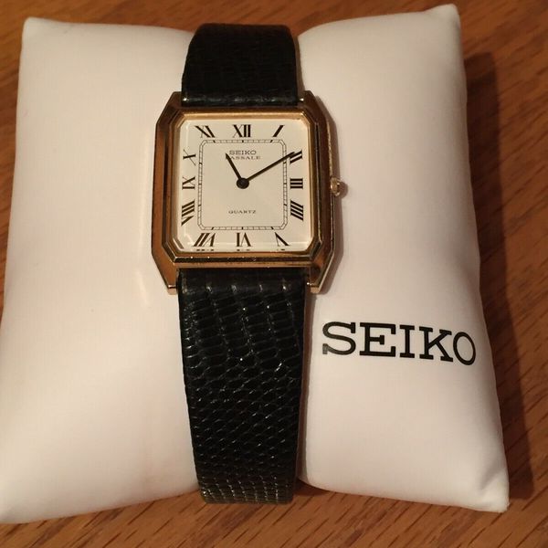 Mens LASALLE by SEIKO Quartz Watch Black Lizard Band 6020-5659 - Vintage | WatchCharts Marketplace