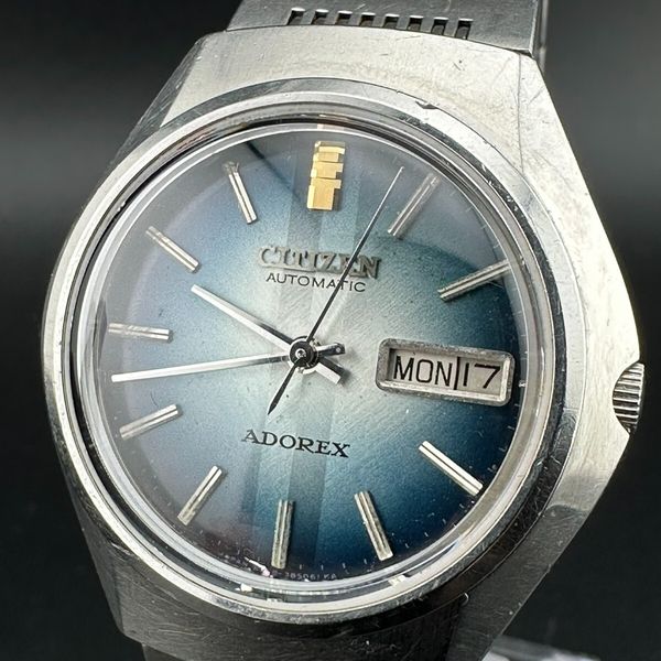 1975 Citizen Adorex Men's Automatic Day Date Eng/Kanji Blue Dial 37mm 4 ...