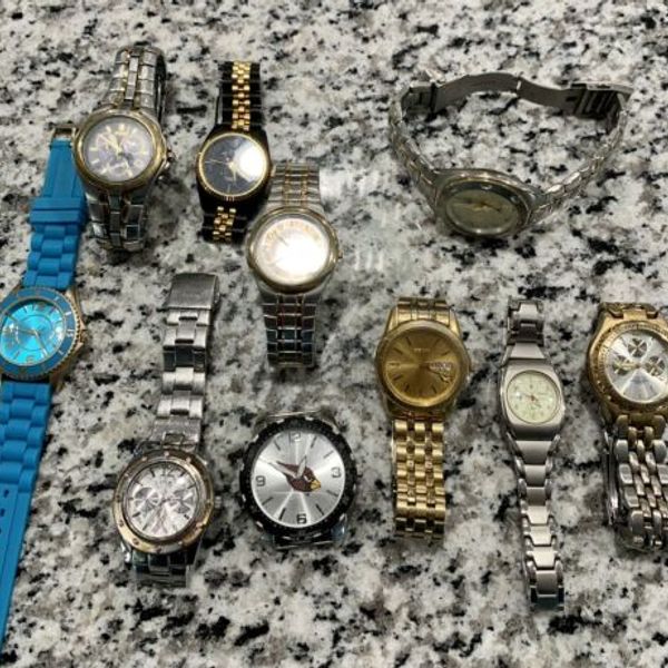 Lot of 10 Quartz Watches Timex Seiko Guess Waltham Citizen Fossil ...