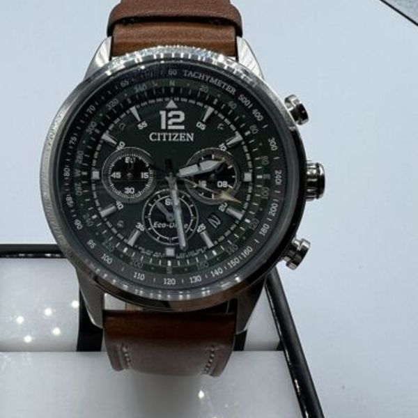 Citizen Eco-Drive CA4477-08X Avion Green Dial Chronograph Men's Watch ...