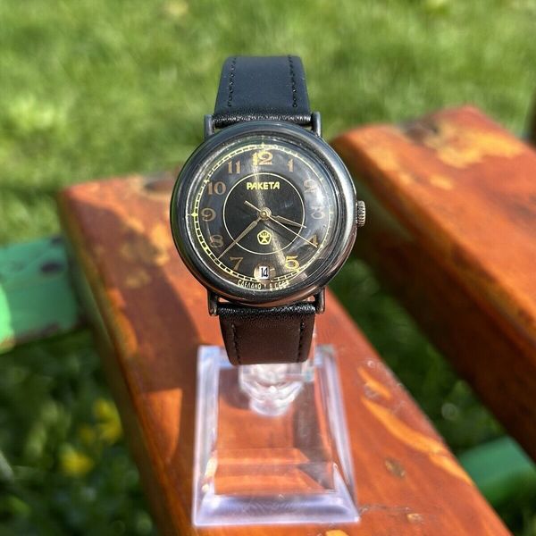 Vintage Soviet Watch Raketa Black Case USSR Retro Mechanical Wristwatch 1980s | WatchCharts ...