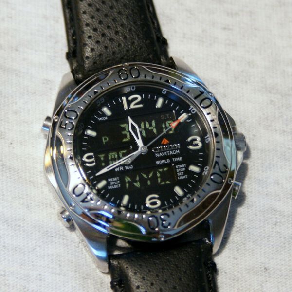 Citizen Promaster C460 Navitach World Time Ana-Digi. New Battery/Band ...