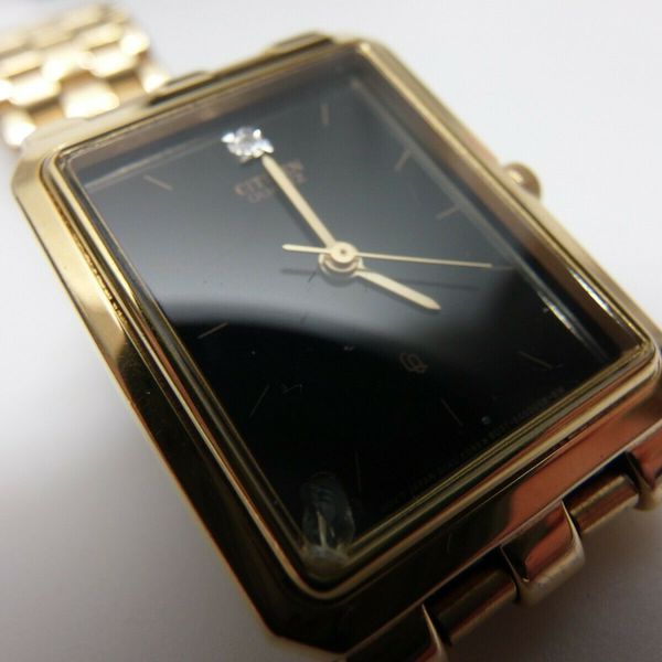 VINTAGE CITIZEN QUARTZ MEN’S SQUARE WATCH GOLD BLACK FACE SOLD AS IS ...