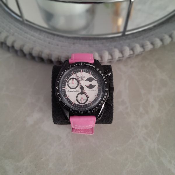 Swatch-Omega Pink Mission to the Moon Black Stainless Steel Case Mod ...