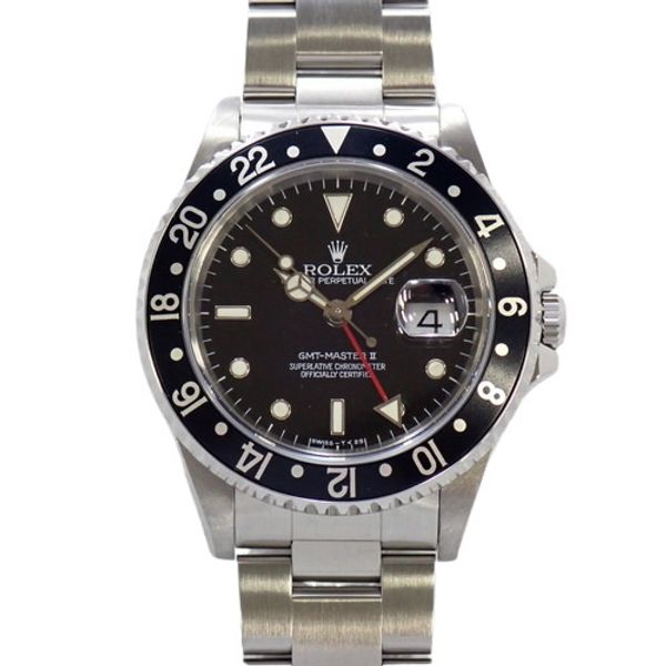 Rolex GMT master self-winding watch black bezel stainless steel SS ...