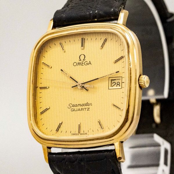 **NEAR MINT** Vintage OMEGA Seamaster Cal.1430 Quartz Gold Dial Men's ...