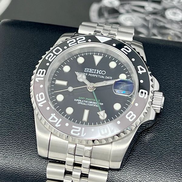 Bruce Wayne Seiko GMT Master 2 Mod Black Grey | WatchCharts Marketplace