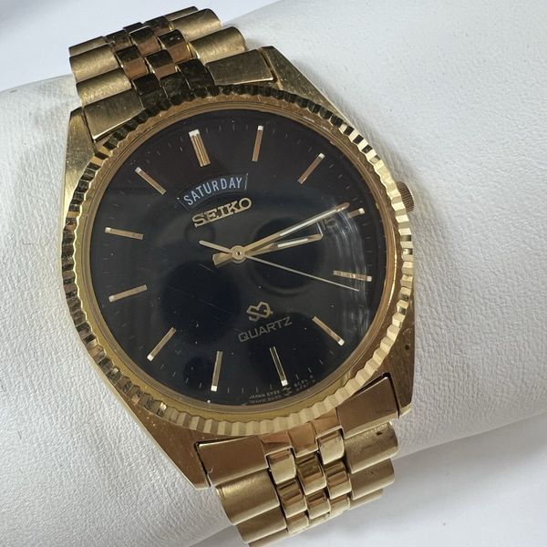 Vintage Seiko Quartz Gold Tone Watch Day Date â For Parts/Repair | WatchCharts Marketplace
