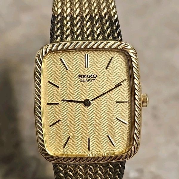 Vintage Seiko 8620-5099 Men's Gold Tone Tank Watch Mesh Band | WatchCharts Marketplace
