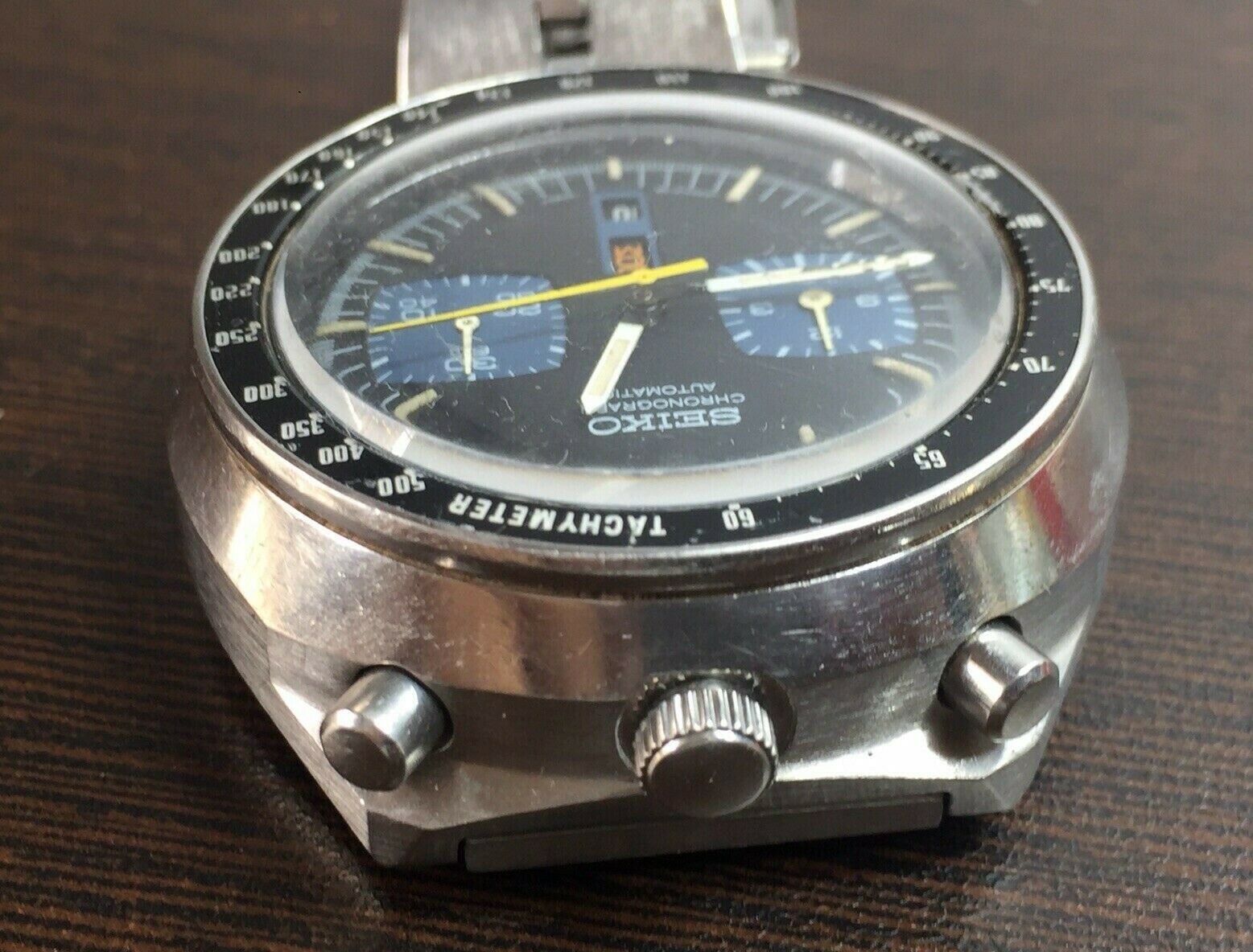 Vintage Seiko BullHead Black-Blue Dial 6138-0040 Chronograph Watch 1977 ...