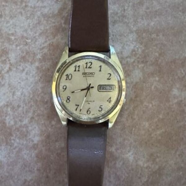 Vintage Seiko Automatic 7009-8219 36mm Gold Day Date Arabic Numerals ...
