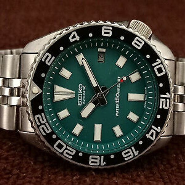 STUNNING GREEN FACE MOD SEIKO DIVER 7002-7000 AUTOMATIC MEN'S WATCH SN ...