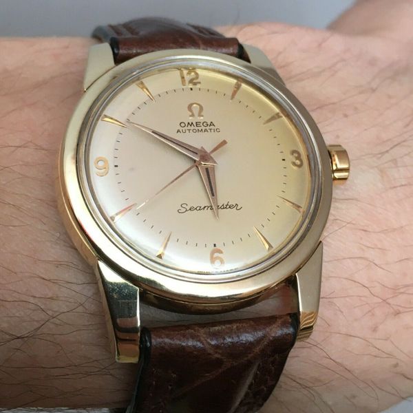 Vintage Omega Seamaster bumper automatic cal 501 gold capped watch.1950 ...
