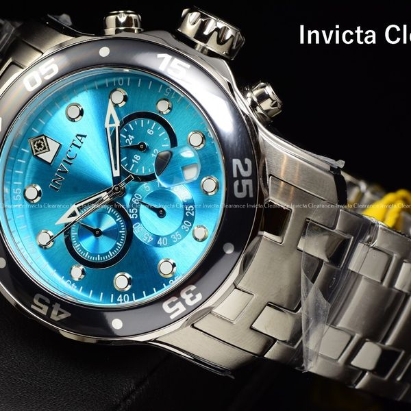 Invicta Men's 48mm Pro Diver SCUBA Chronograph TURQUOISE DIAL Silver ...