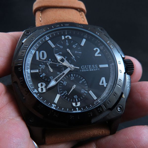 New 49MM All Steel Guess Daydate 24 Hours Dual Time Quartz Men Watch ...