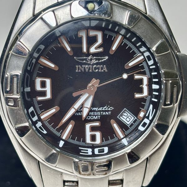 Swiss Made Invicta Automatic 44mm Stainless Steel Mens Watch Black Dial ...