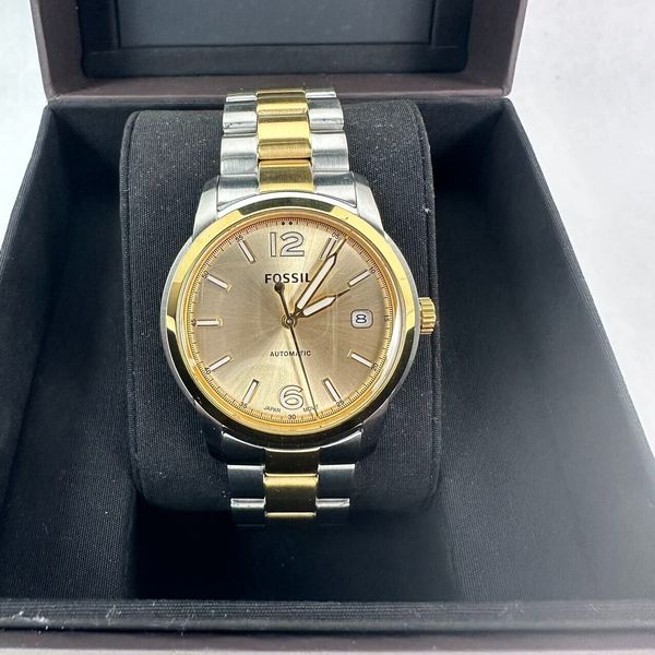 NEW FOSSIL HERITAGE AUTOMATIC THREE-HAND DATE TWO TONE SILVER/GOLD ...