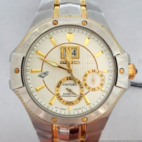 NOS Seiko Men's SNP008 Coutura Kinetic Perpetual Calendar Watch ...