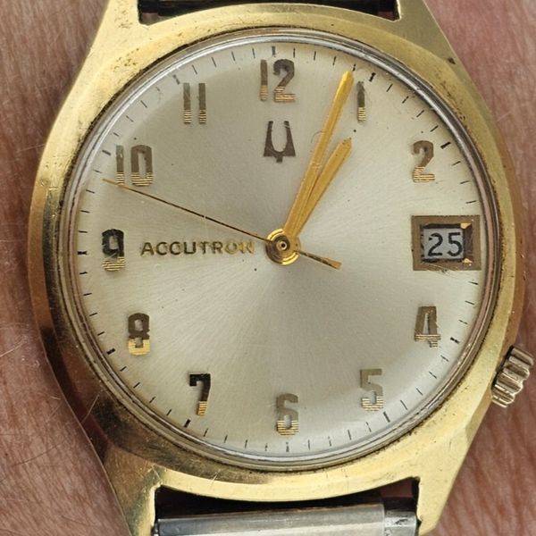 Vtg 1972 14k Gold Filled Mens Bulova Accutron 218 Tuning Fork Watch ...