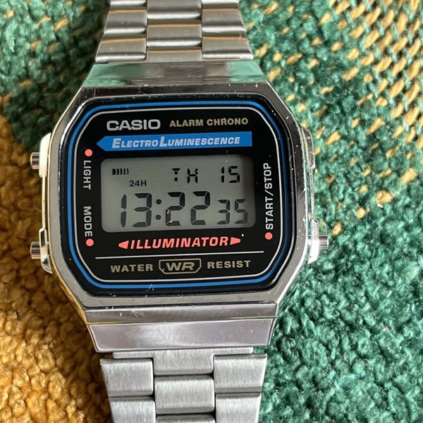 Vintage Casio A168WA-1W Digital Alarm Stainless Steel Illuminator + Casio Box | WatchCharts ...
