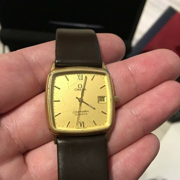 Omega Seamaster Vintage Gold Plated Men's Wrist Watch, Square, Quartz ...