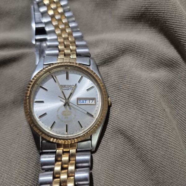 Vintage amoco Seiko Men 7N43-8111 Two Tone Quartz 35mm Watch 7 1/4 ...